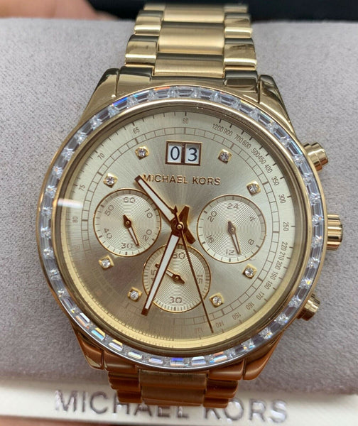 Michael Kors MK6187 Brinkley Gold Dial Gold Tone Chronograph Women's W ...