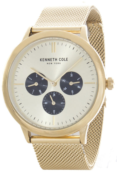 Kenneth Cole New York Men's Gold Metallic Mesh Watch KC50135002 – Kipliani