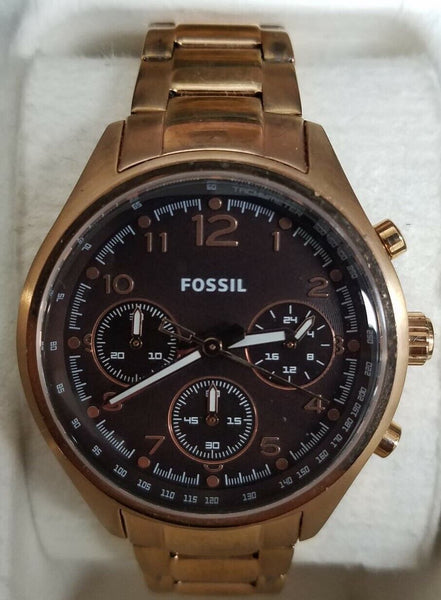 Fossil CH2793 Flight Brown Dial Rose Gold Stainless Chronograph Women ...